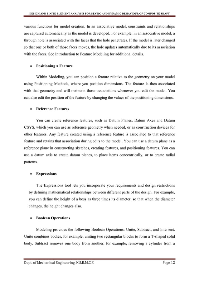 Design And Finite Element Analysis For Static And Dynamic Behaviour Of Composite Shaft