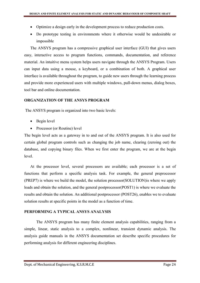 Design and Finite element analysis for static and dynamic behaviour of composite shaft ...
