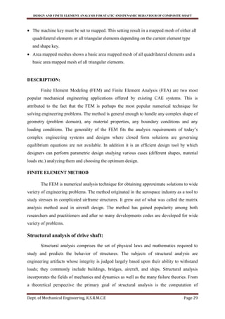 Design and Finite element analysis for static and dynamic behaviour of ...