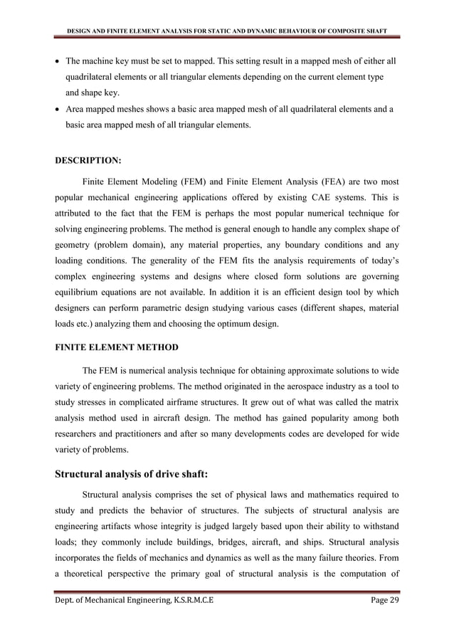 Design and Finite element analysis for static and dynamic behaviour of composite shaft ...