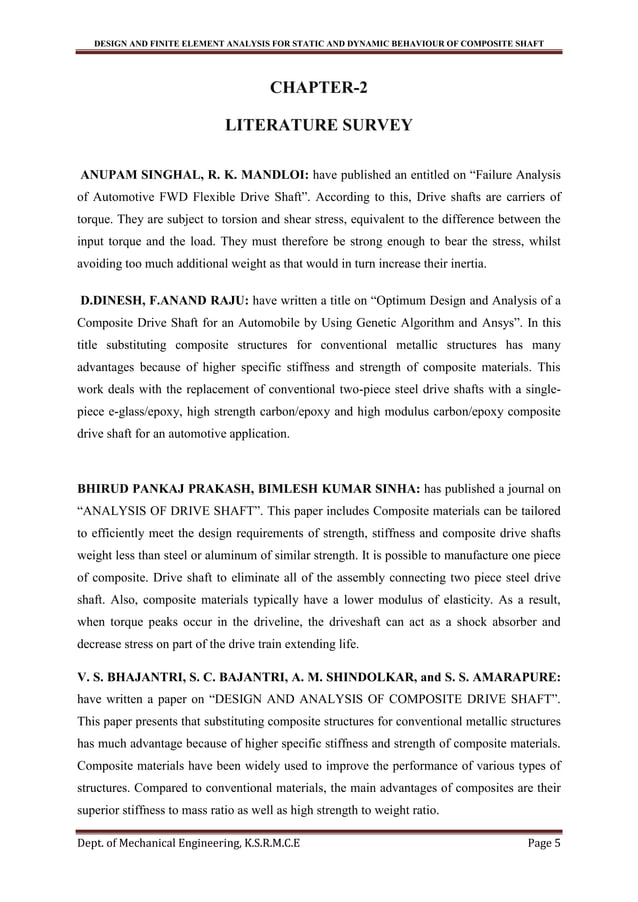 Design and Finite element analysis for static and dynamic behaviour of composite shaft ...