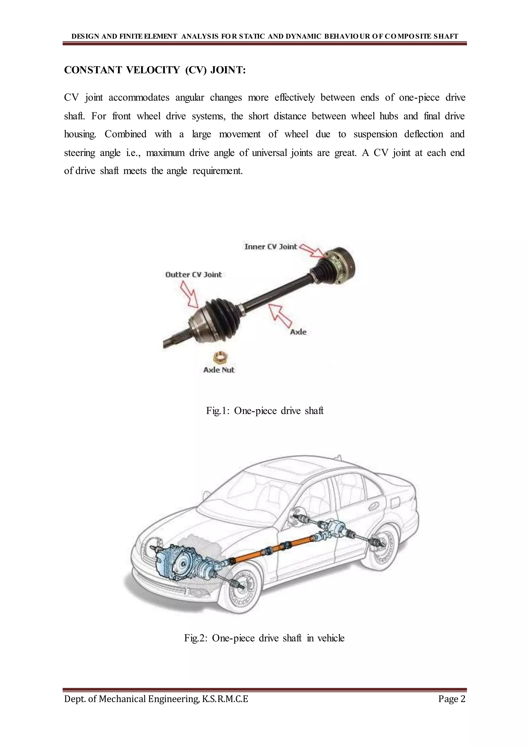 Design And Finiteelement Analysis For Static And Dynamic Behaviour Of Composite Shaft Word Pdf