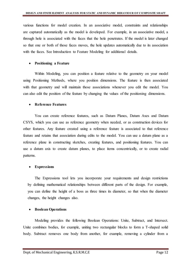Design And Finiteelement Analysis For Static And Dynamic Behaviour Of Composite Shaft Word Pdf
