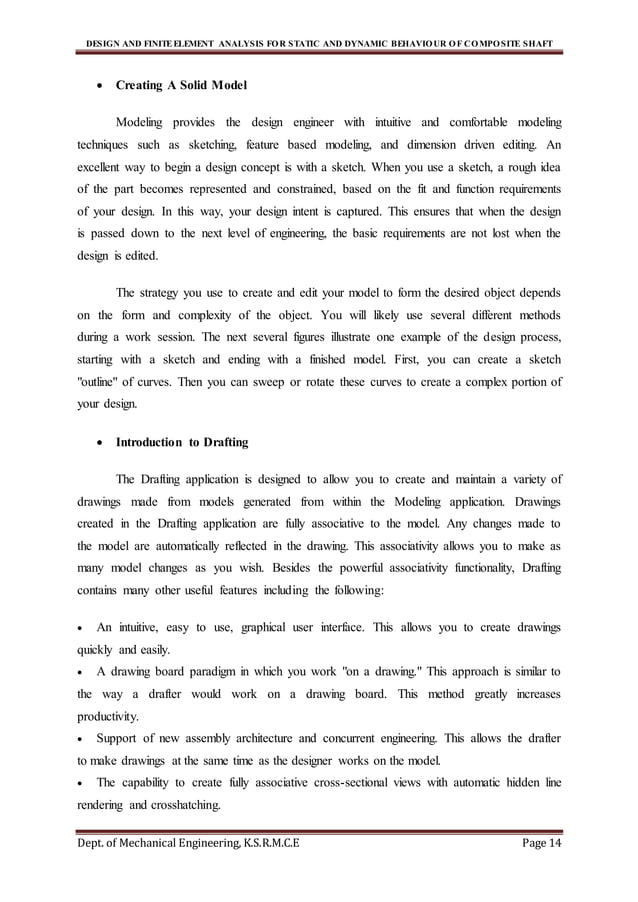 Design And Finiteelement Analysis For Static And Dynamic Behaviour Of Composite Shaft Word Pdf