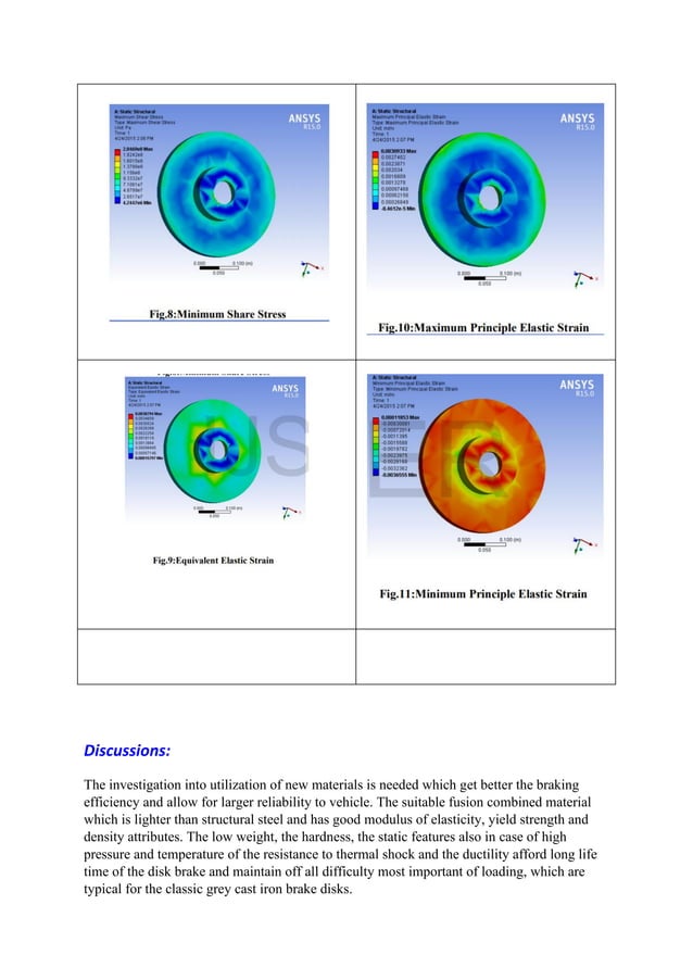 Finite element analysis of disc brake using ansys workbench software | PDF