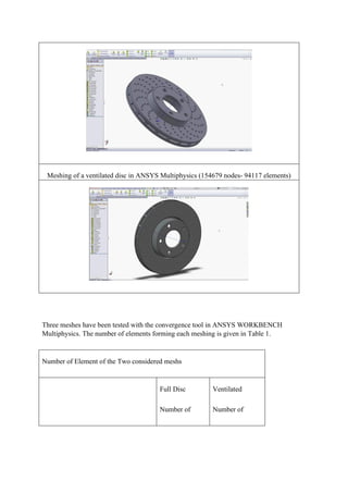 Finite element analysis of disc brake using ansys workbench software | PDF