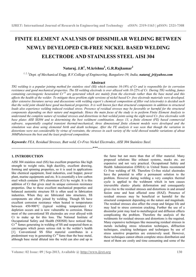 Finite element analysis of dissimilar welding between | PDF | Chemistry | Science