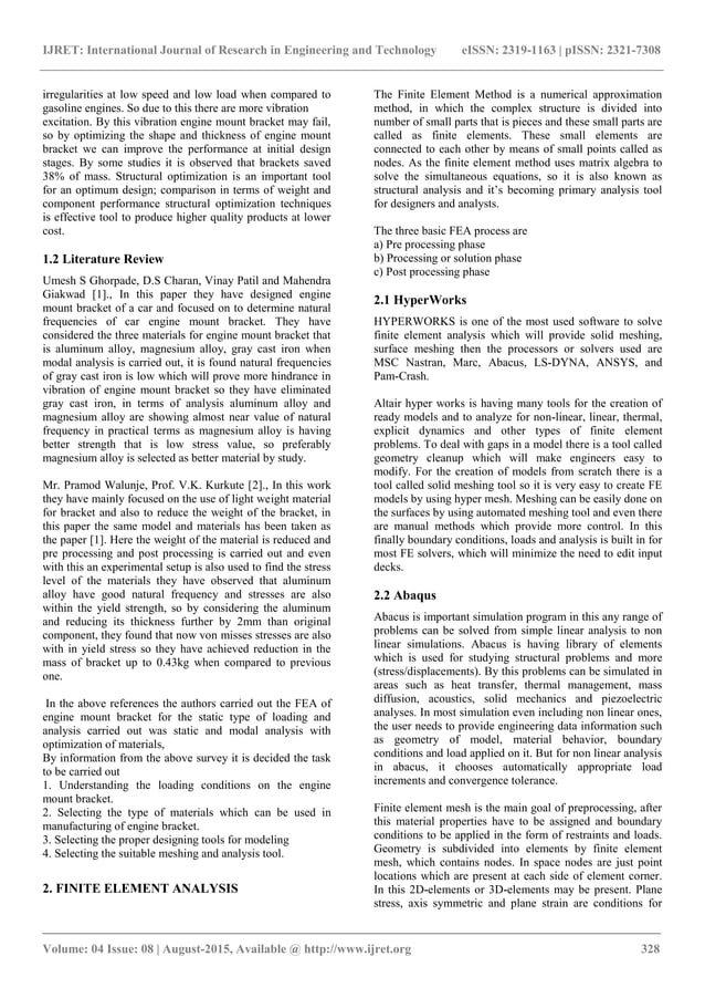 Finite Element Analysis Of Engine Mounting Bracket By Considering Pretension Effect And Service