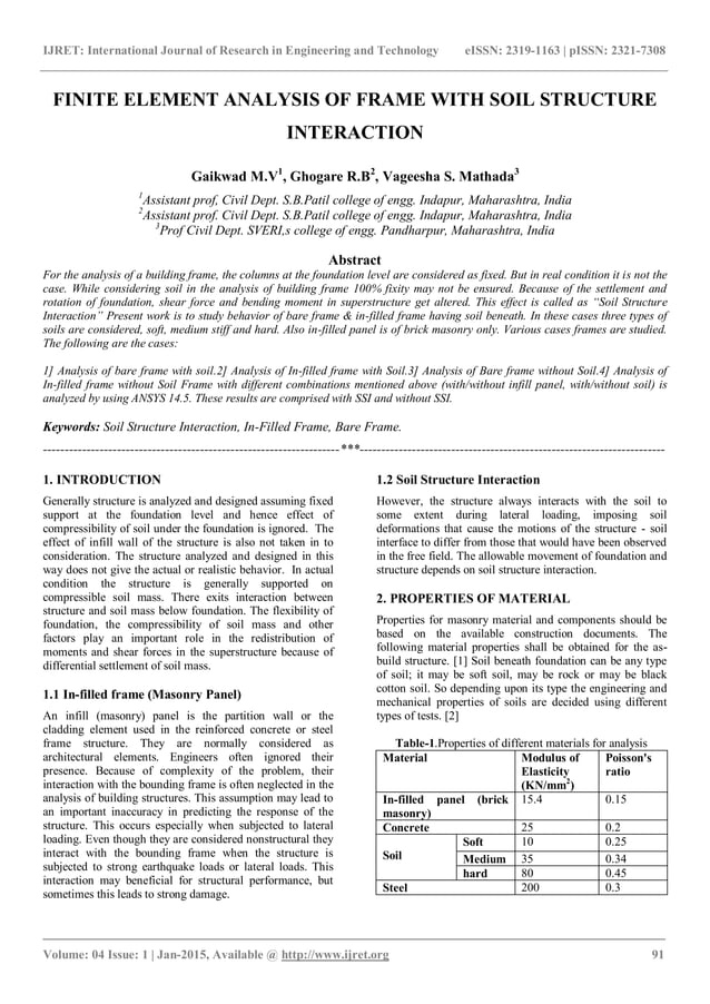 Finite element analysis of frame with soil structure interaction | PDF