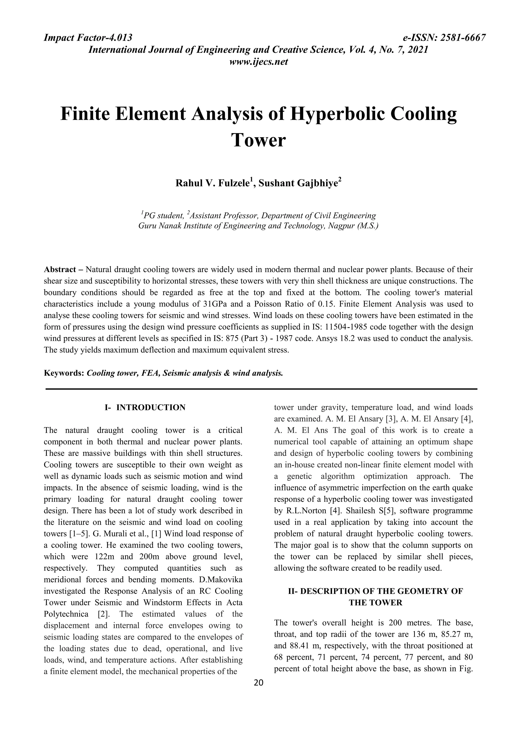 Finite element analysis of hyperbolic cooling | PDF