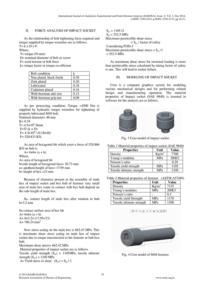 Finite element analysis of impact socket used in torque wrench | PDF ...