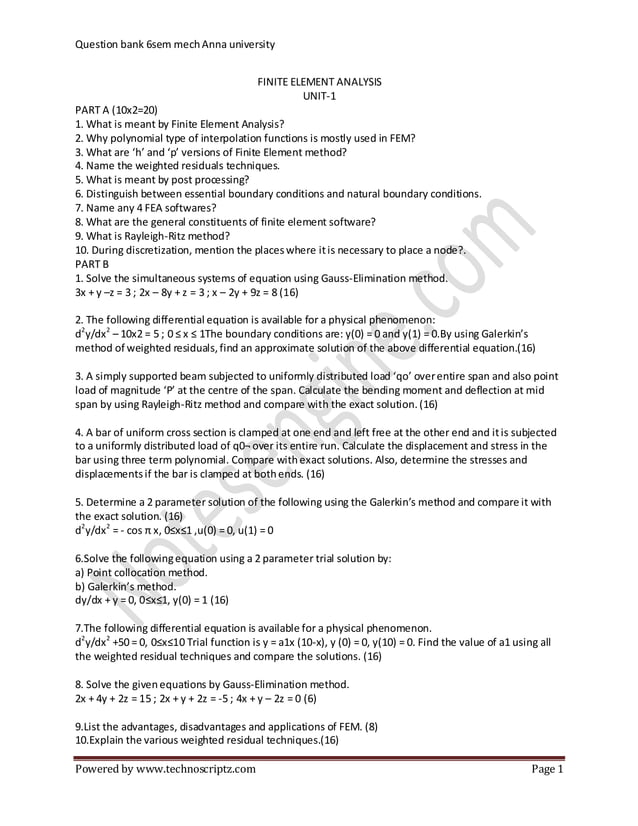 Finite element analysis qb | PDF | Physics | Science