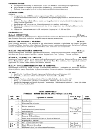 Finite element analysis teaching plan | PDF