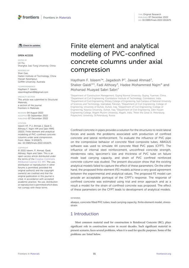 Finite element and analytical modelling of PVC-confined concrete columns under axial compression.pdf