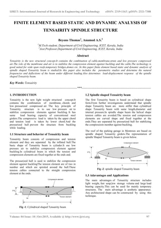 Finite element based static and dynamic analysis of tensairity spindle structure | PDF