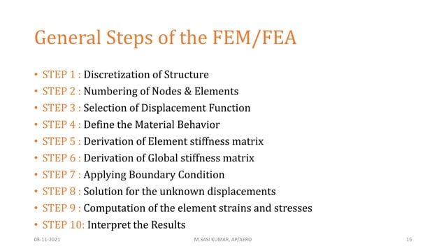 Finite Element Method Introduction Pptx Physics Science 9103