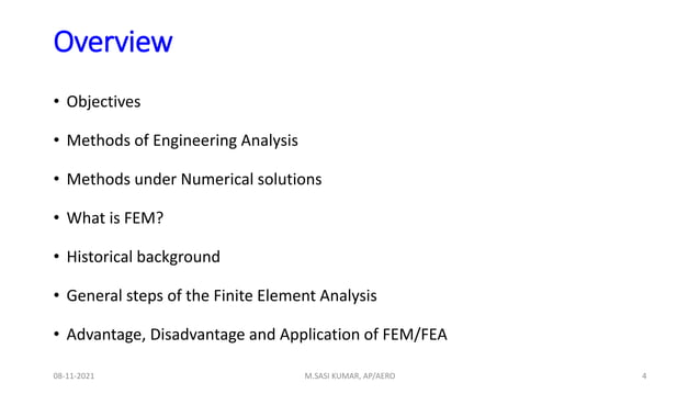 Finite Element Method Introduction Pptx Physics Science