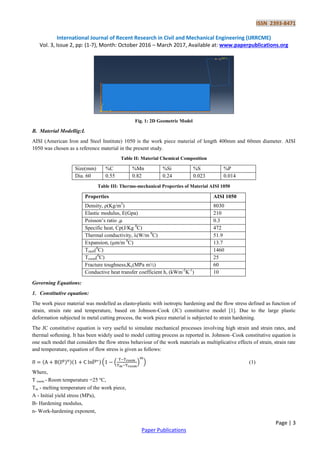 Finite Element Modelling of Chip Formation in Orthogonal Machining for AISI 1050 | PDF | Physics ...