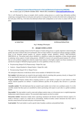 Finite Element Modelling of Chip Formation in Orthogonal Machining for ...