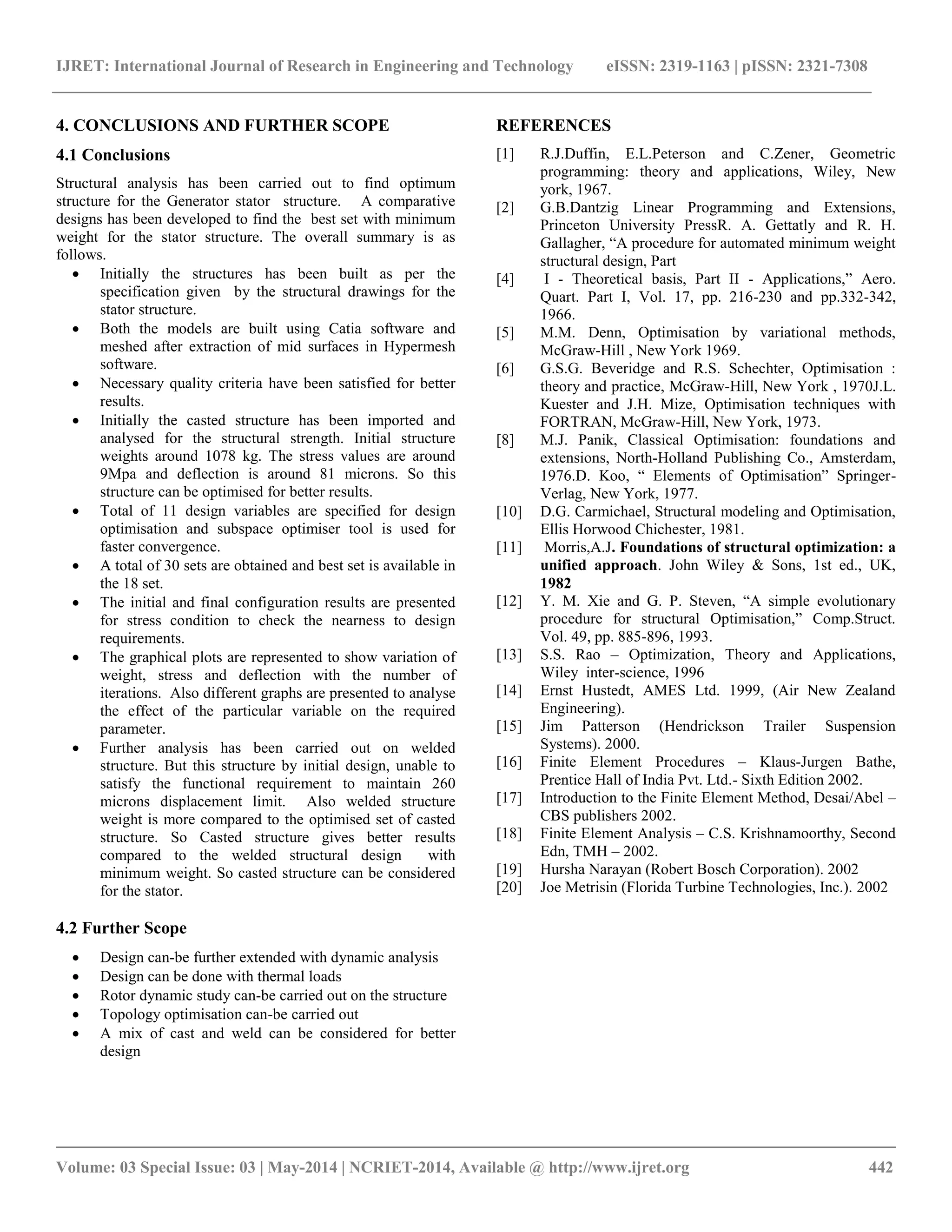 Finite Element Optimization Of Stator By Casted And Welded Structures Pdf