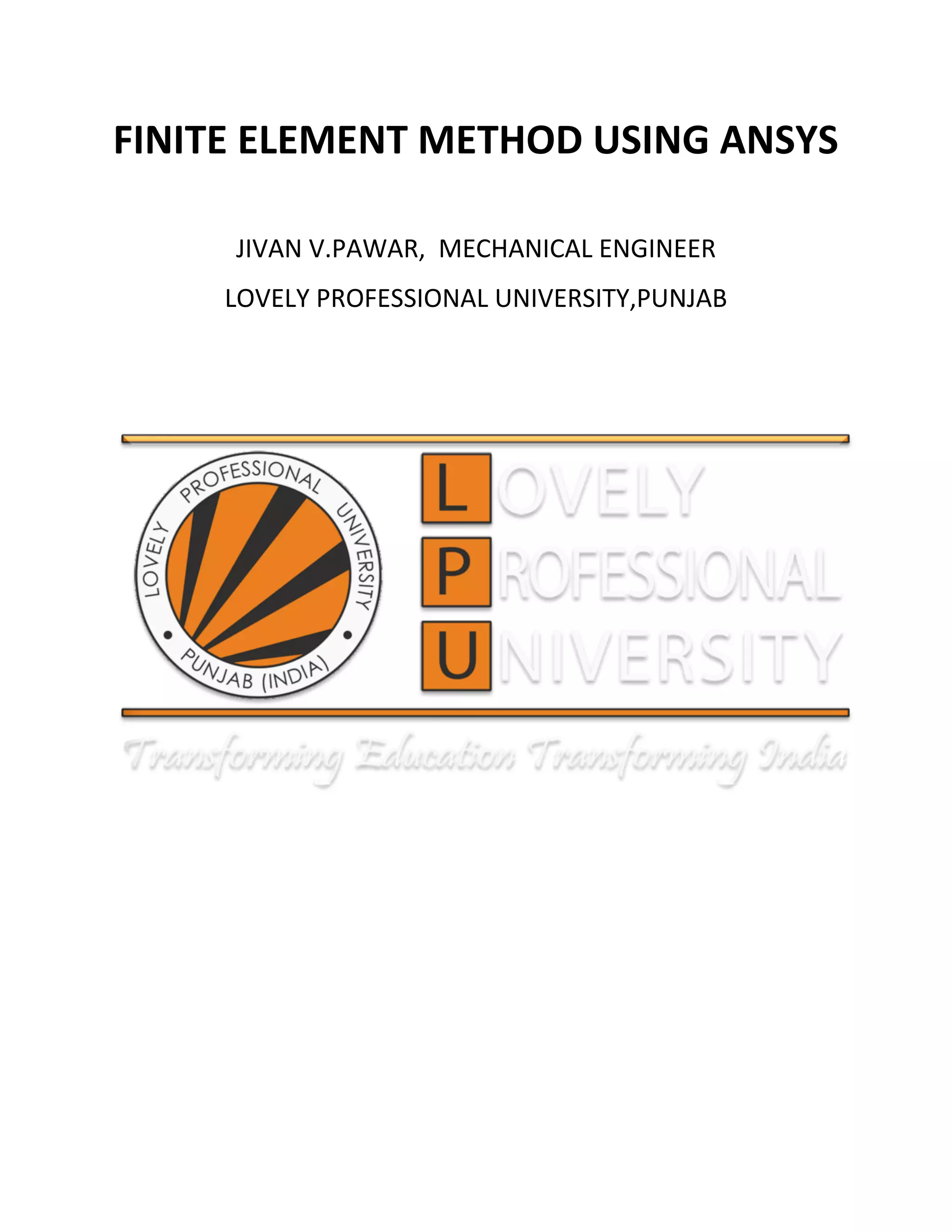 Finite Element Using Ansys Pdf
