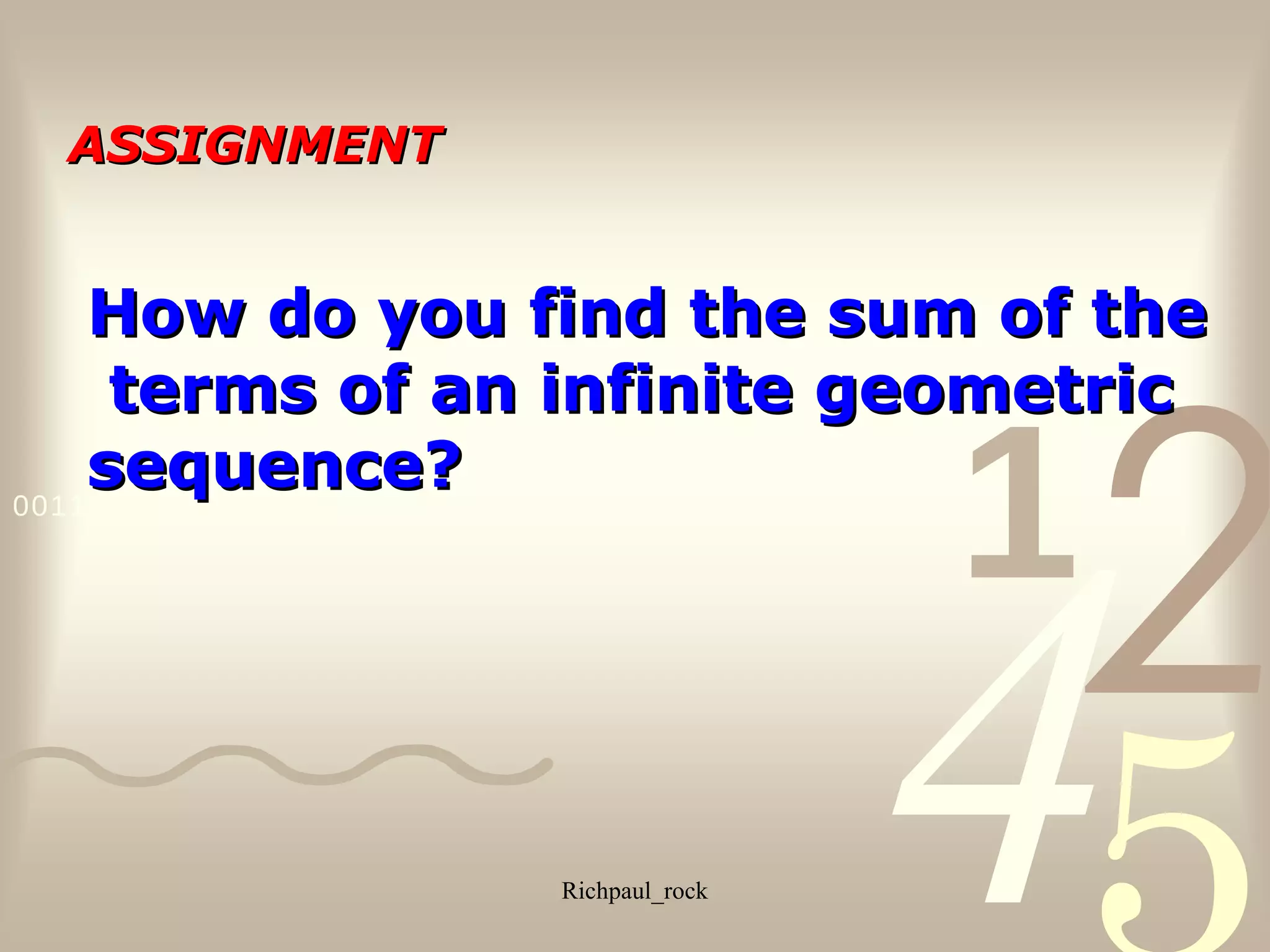 Finite geometric series | PPT