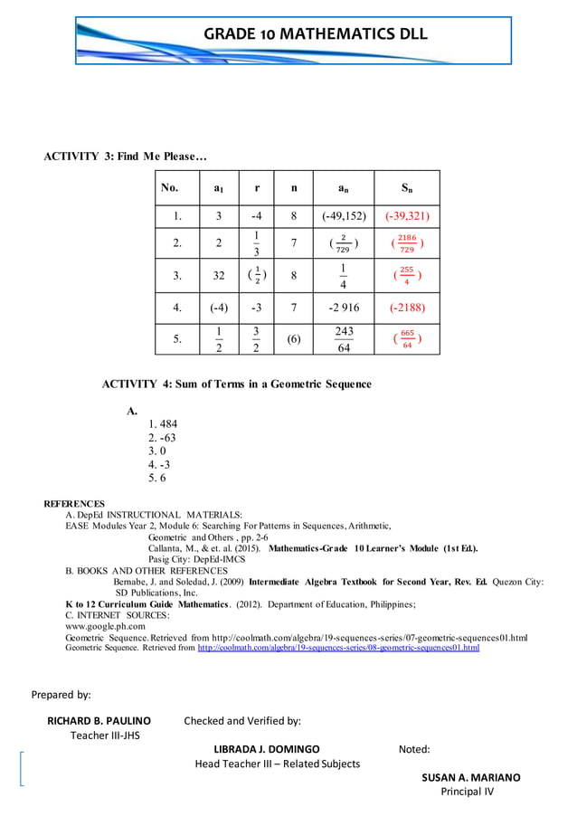 Finite Geometric Series dlp | DOCX