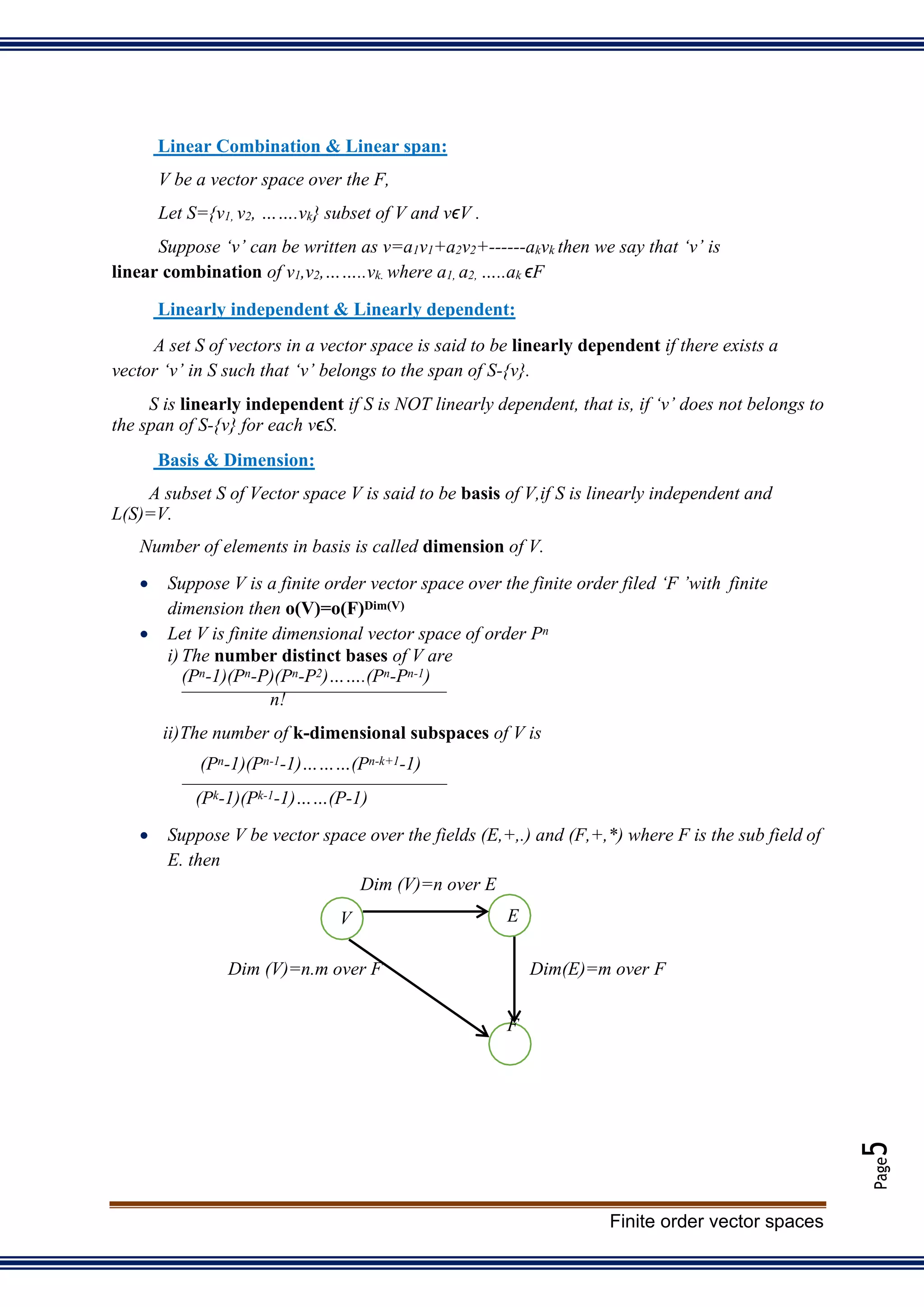 Finite order vector spaces | PDF
