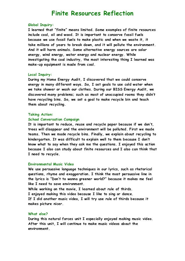 Finite resources reflection