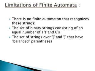Finite state system or finite automata | PPTX