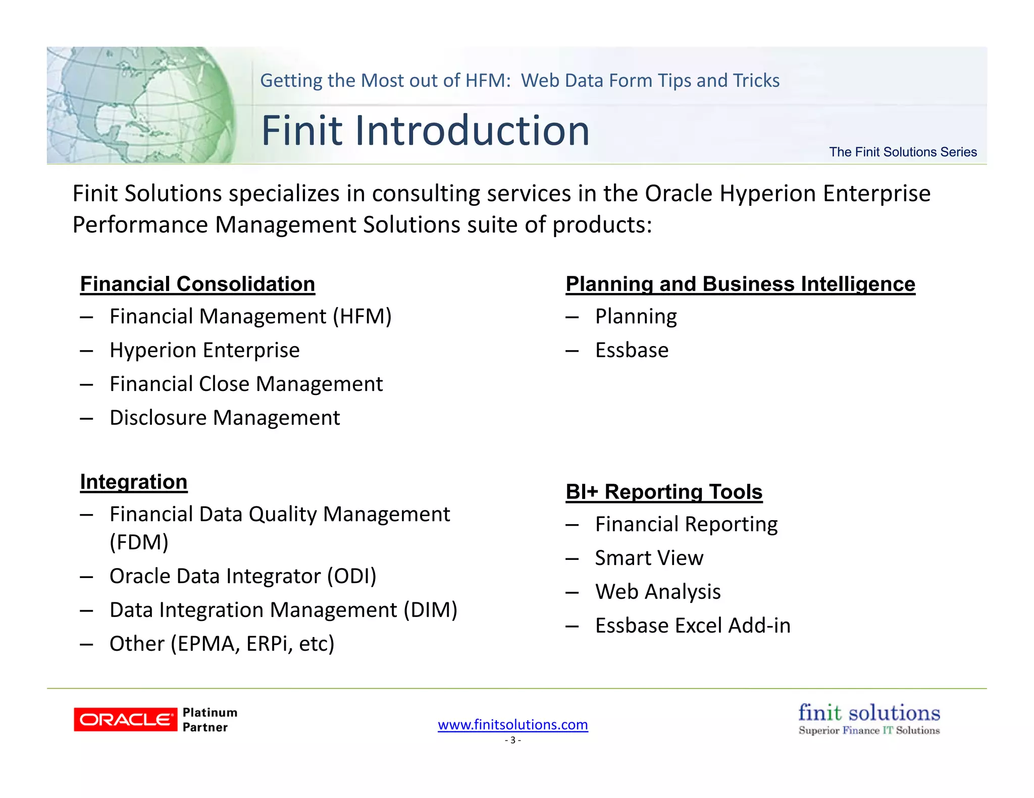 Finit solutions getting the most out of hfm - web data forms tips and tricks | PDF