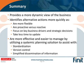 Finit solutions - The Benefits of a Rolling Forecast | PDF