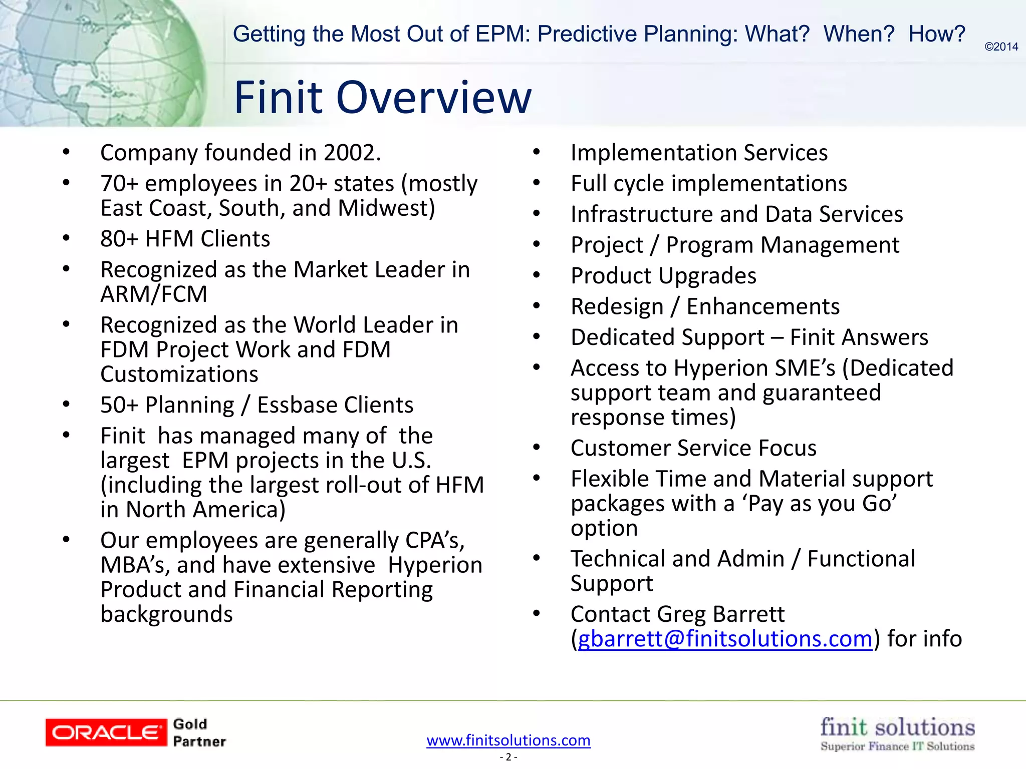 Getting the Most Out of Hyperion Planning: Predictive Planning: What ...