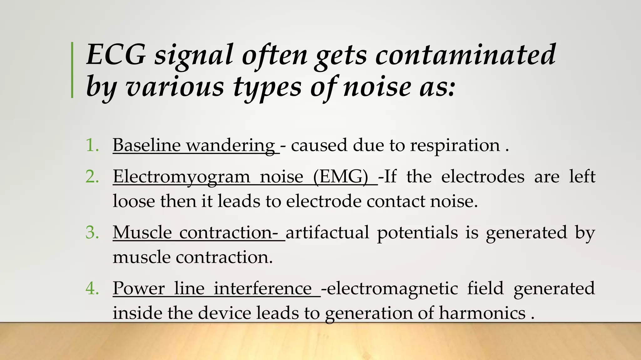 enhancement of ecg signal using wavelet transfform | PPTX