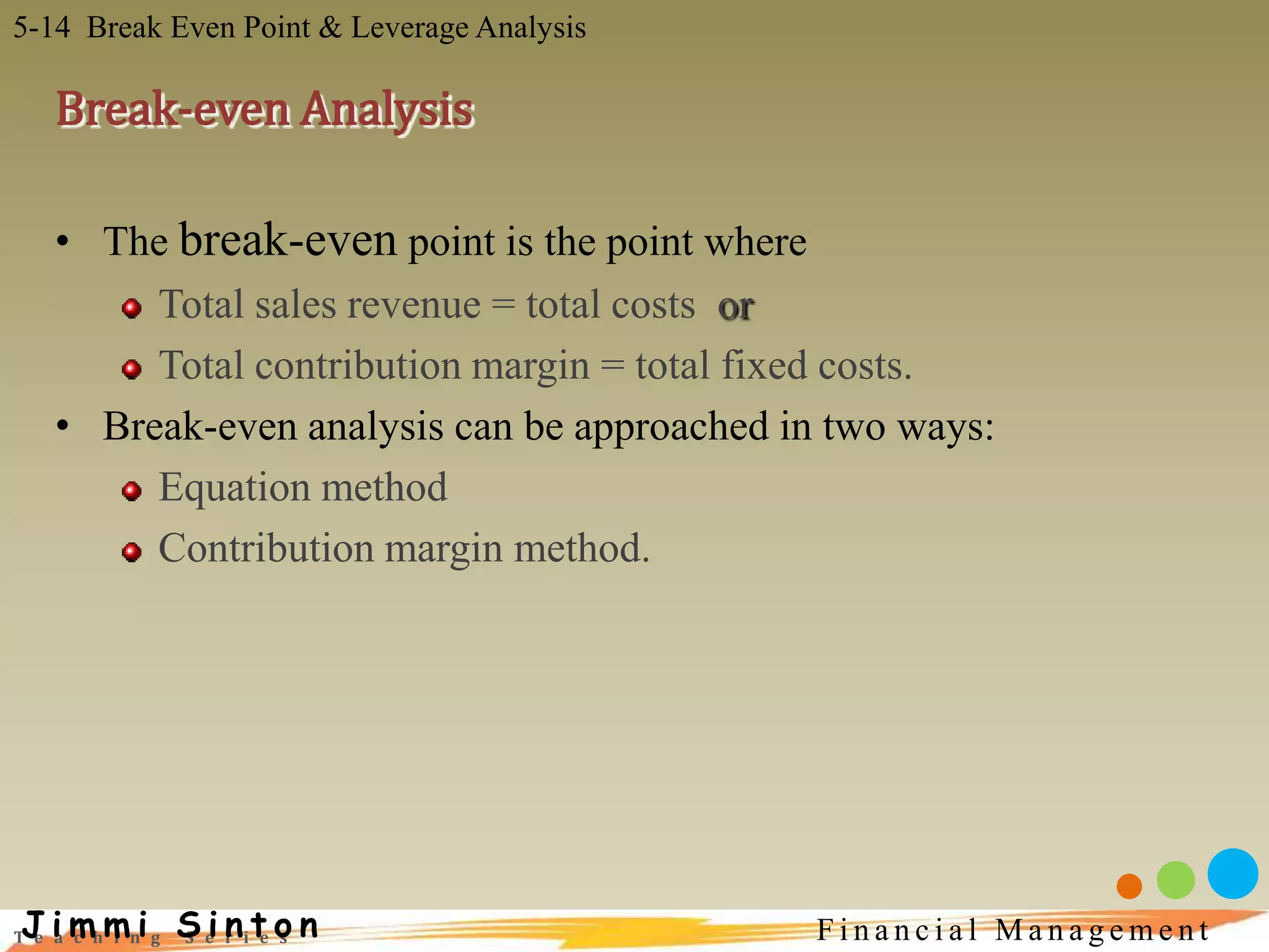Fin man 5 break even point and leverage analysis | PPTX
