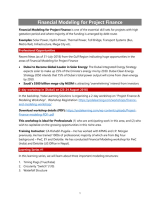 Project Finance Modeling - Timing Flags, Circularity Switch and Waterfall Structure | PDF