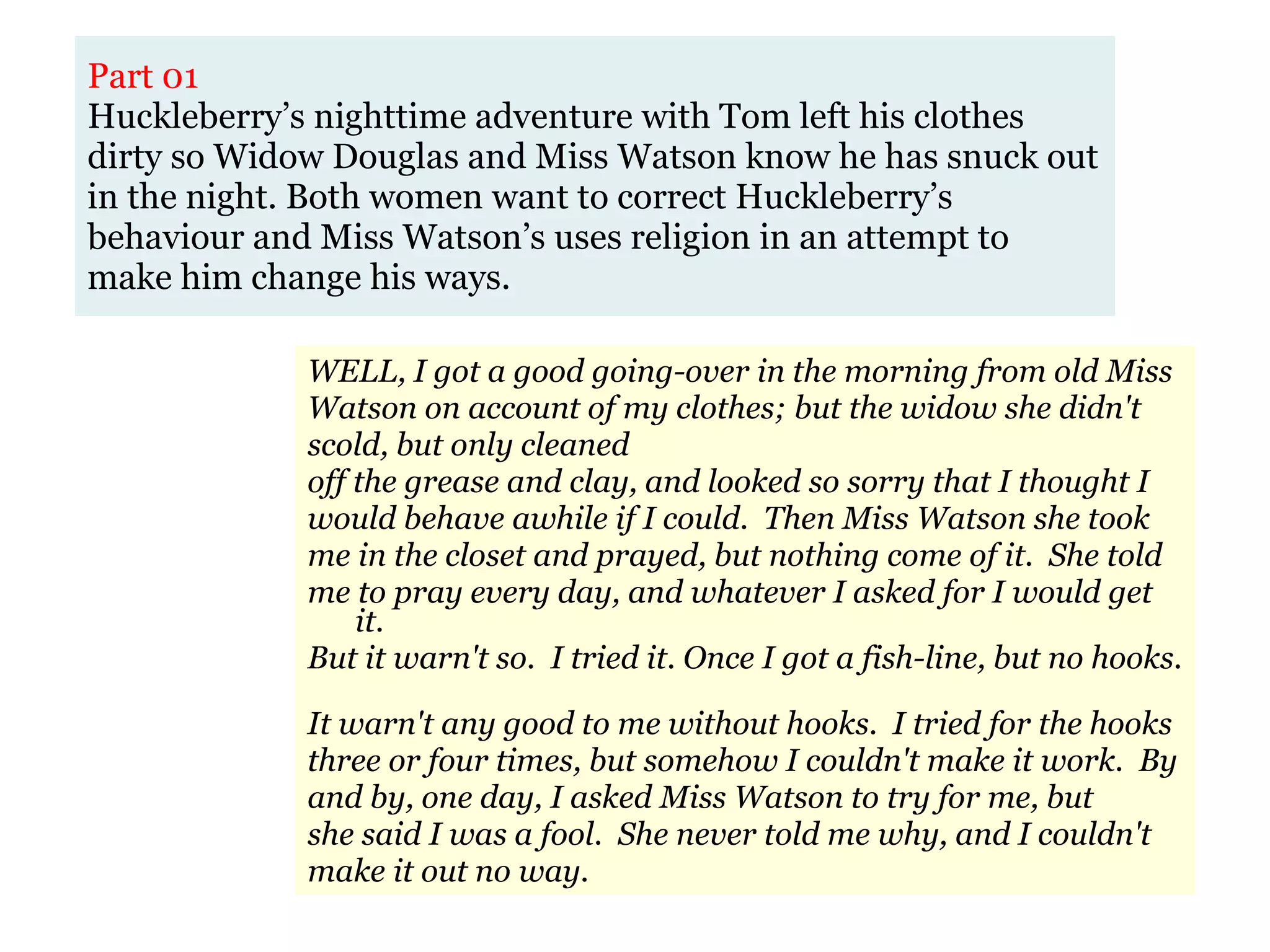 Huckleberry Finn_Chapter 3 | PPT