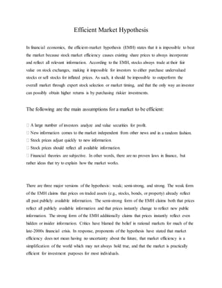 Efficient Market Hypothesis | DOCX
