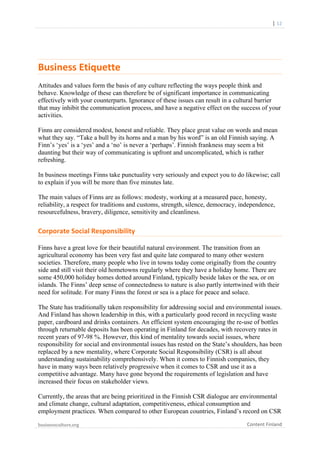 Finnish business culture guide - Learn about Finland | PDF
