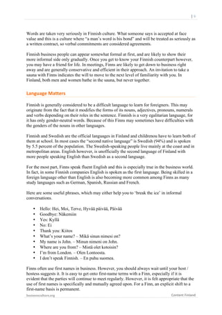 Finnish business culture guide - Learn about Finland | PDF