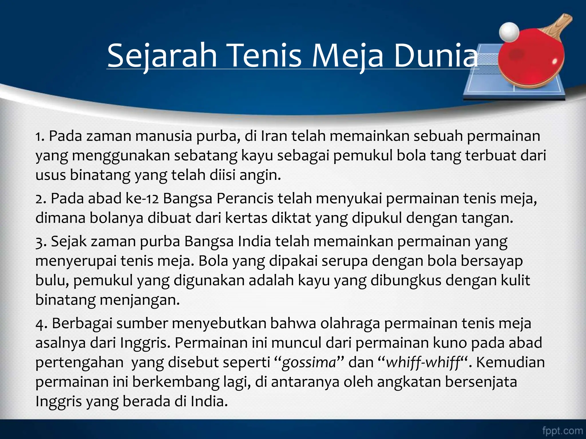 PPT teknik dasar pukulan dalam permainan tenis meja | PPT