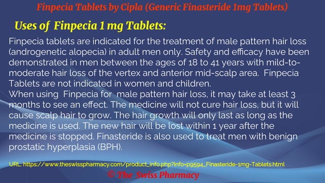 Finpecia Tablets by Cipla (Generic Finasteride 1mg Tablets) | PDF | Skin and Dermatology ...