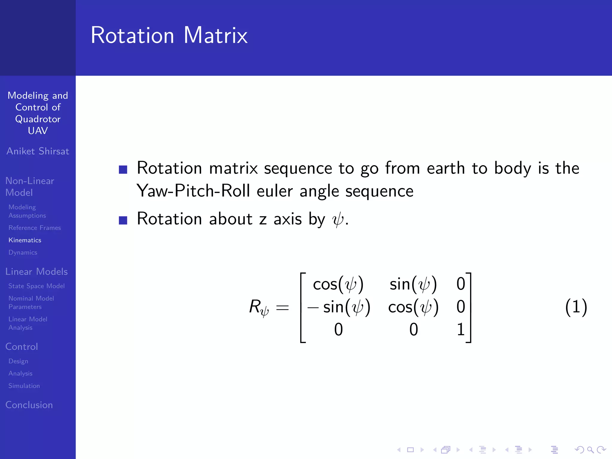 Modeling and control of a Quadrotor UAV | PDF