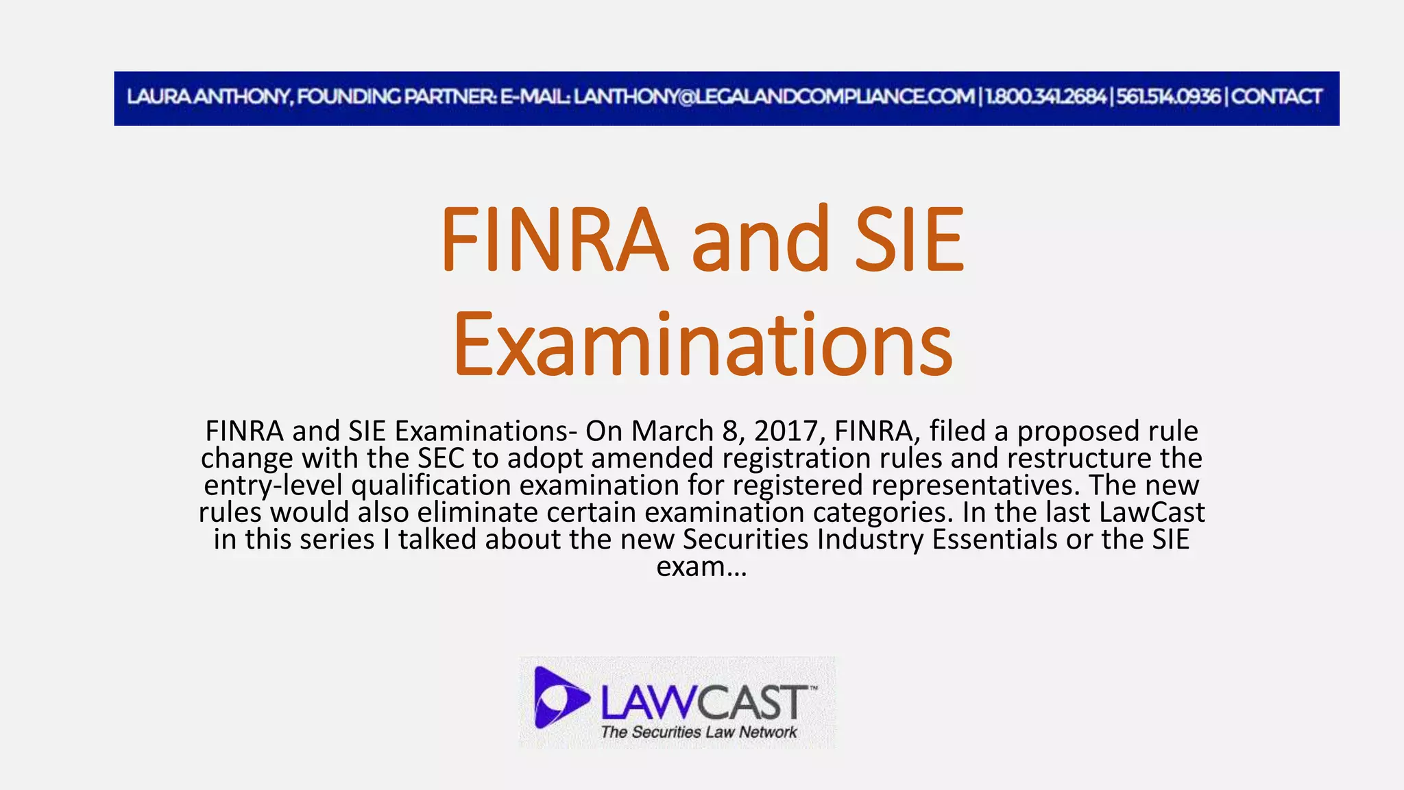 FINRA and SIE Examinations | PPTX