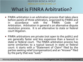 Finra Arbitration: Frequently Asked Questions - Part 1 | PPT