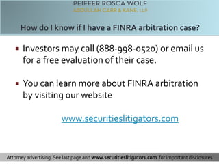 Finra Arbitration: Frequently Asked Questions - Part 1 | PPT
