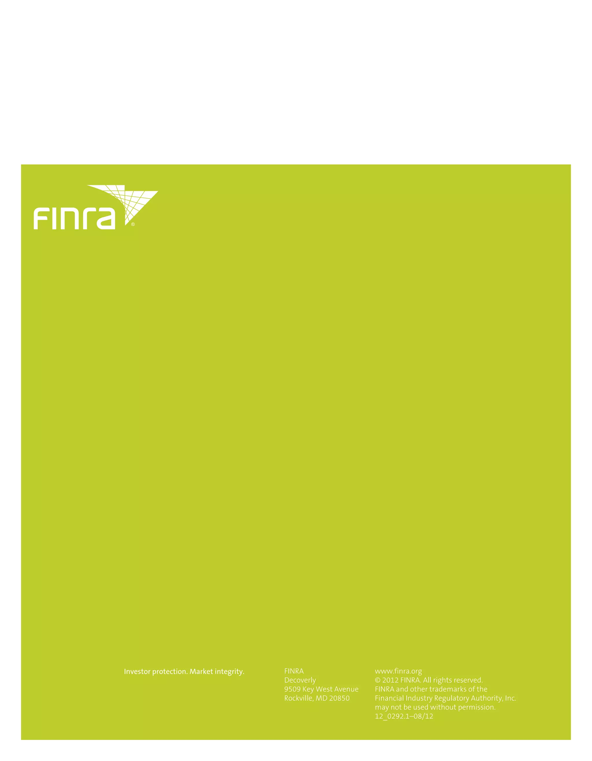 FINRA at Work | PDF