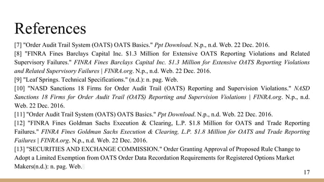 Finra order audit trail system (OATS) | PPT