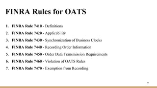 Finra order audit trail system (OATS) | PPT