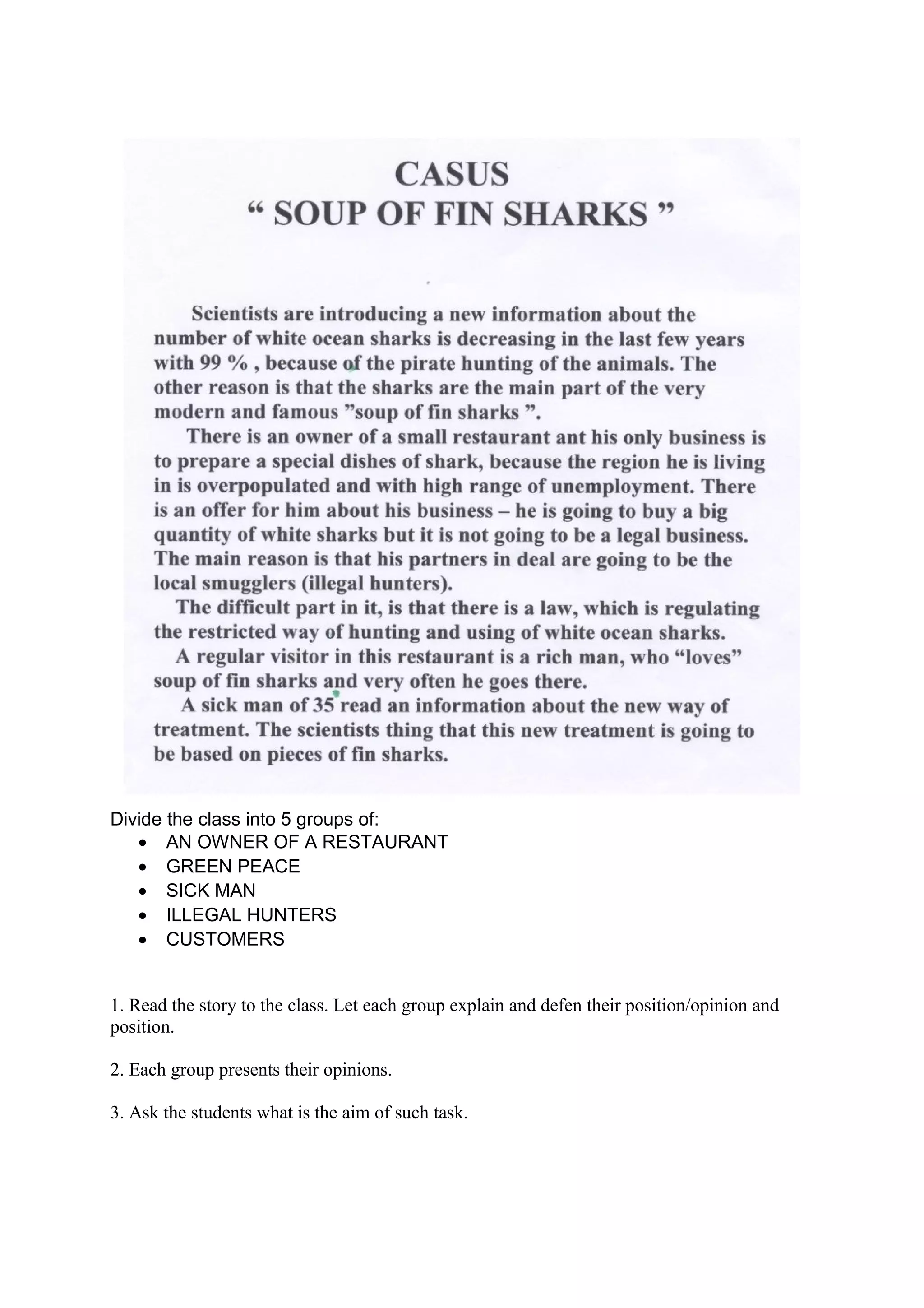 Fin sharks soup | DOC | Fish and Aquariums | Pets
